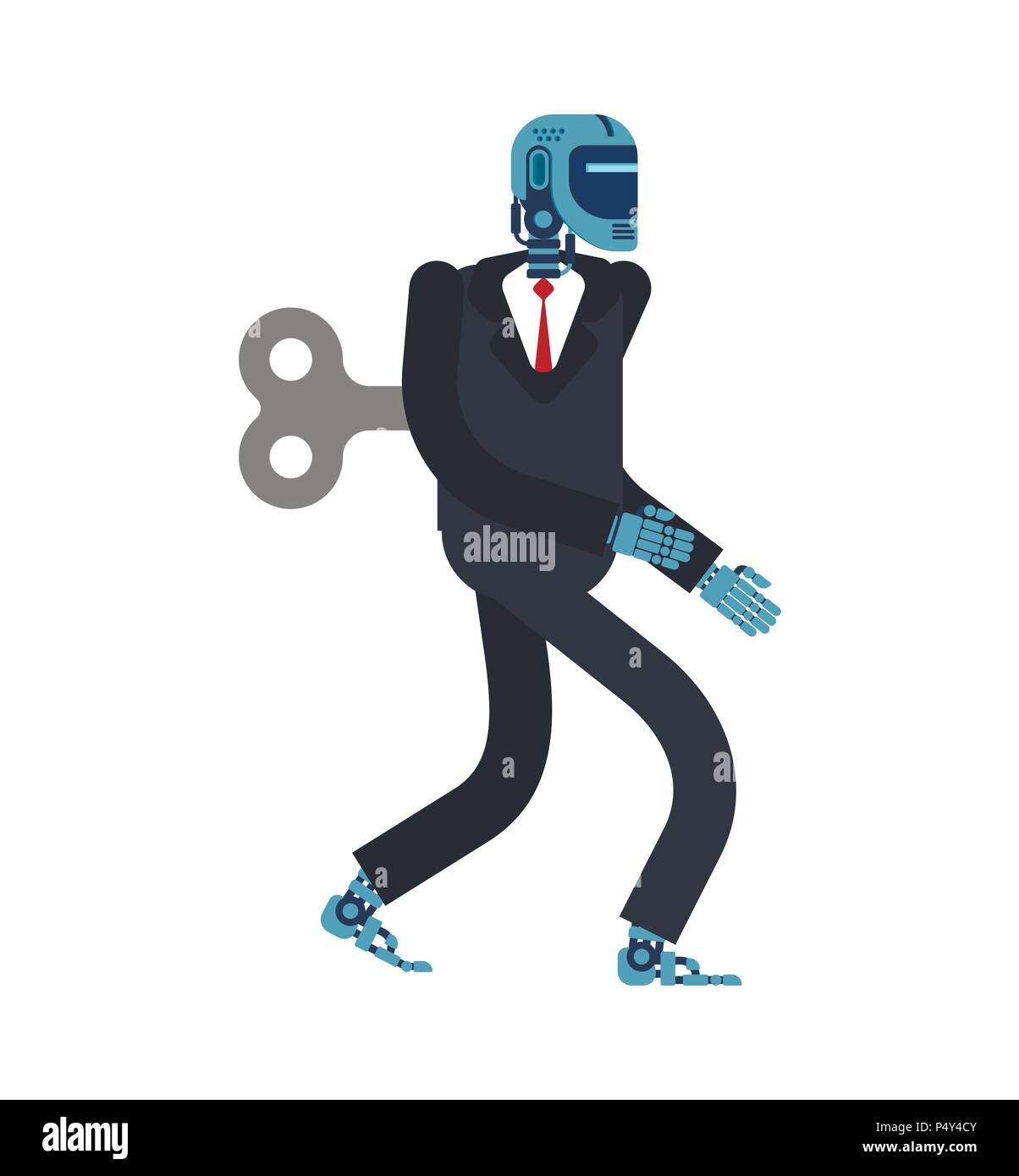 Cyborg businessman Clockwork key. Robot office. Artificial Intelligence ...