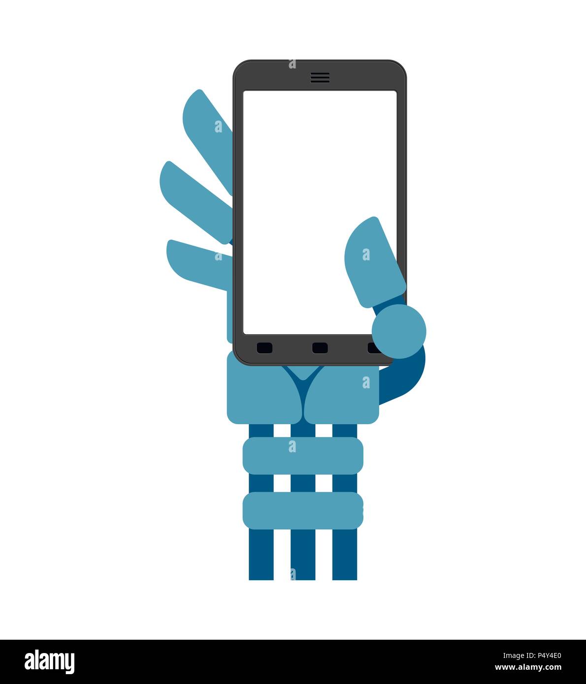 Cyborg hand and phone. Robot and gadget. Artificial Intelligence ...
