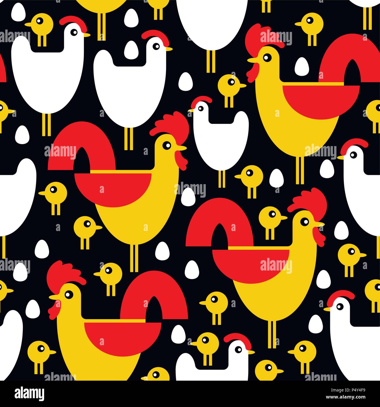 Chicken Farm pattern seamless. Chicken and rooster and chicken ...