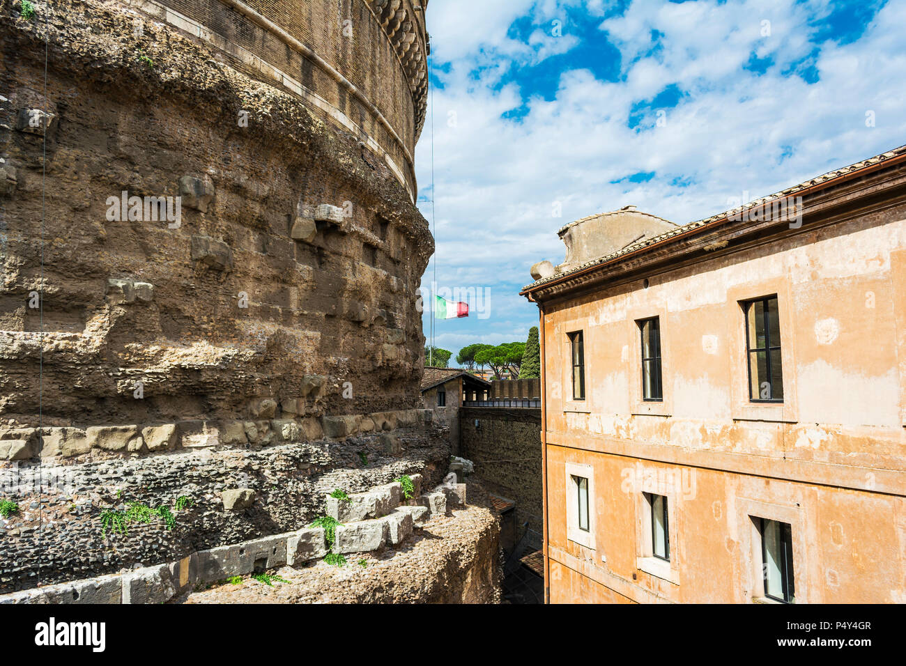 View of the Castel Sant Angelo in Rome, Italy. Medieval historic ...
