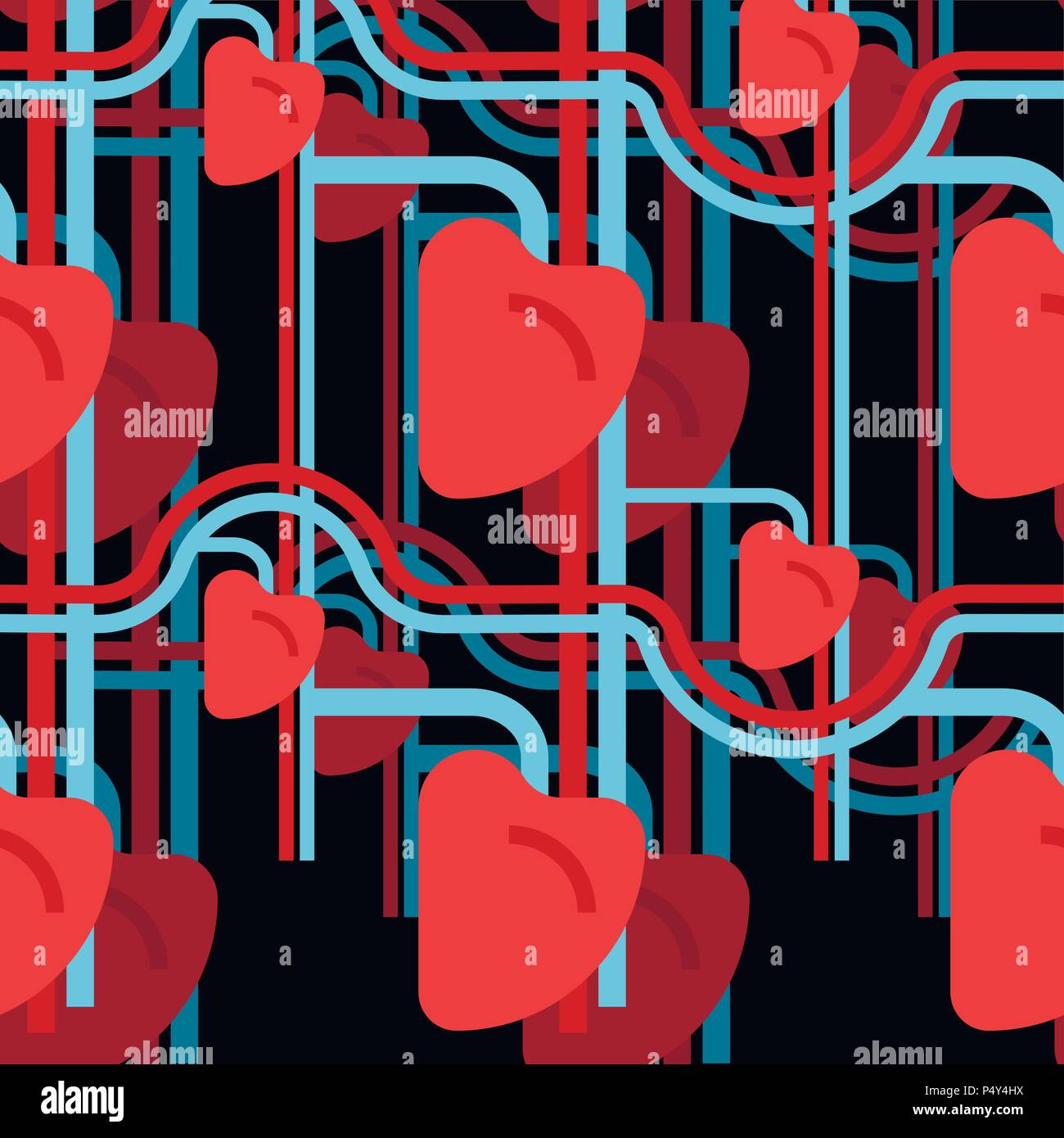 Heart human pattern seamless. Vessels and capillaries. Organ of man ...