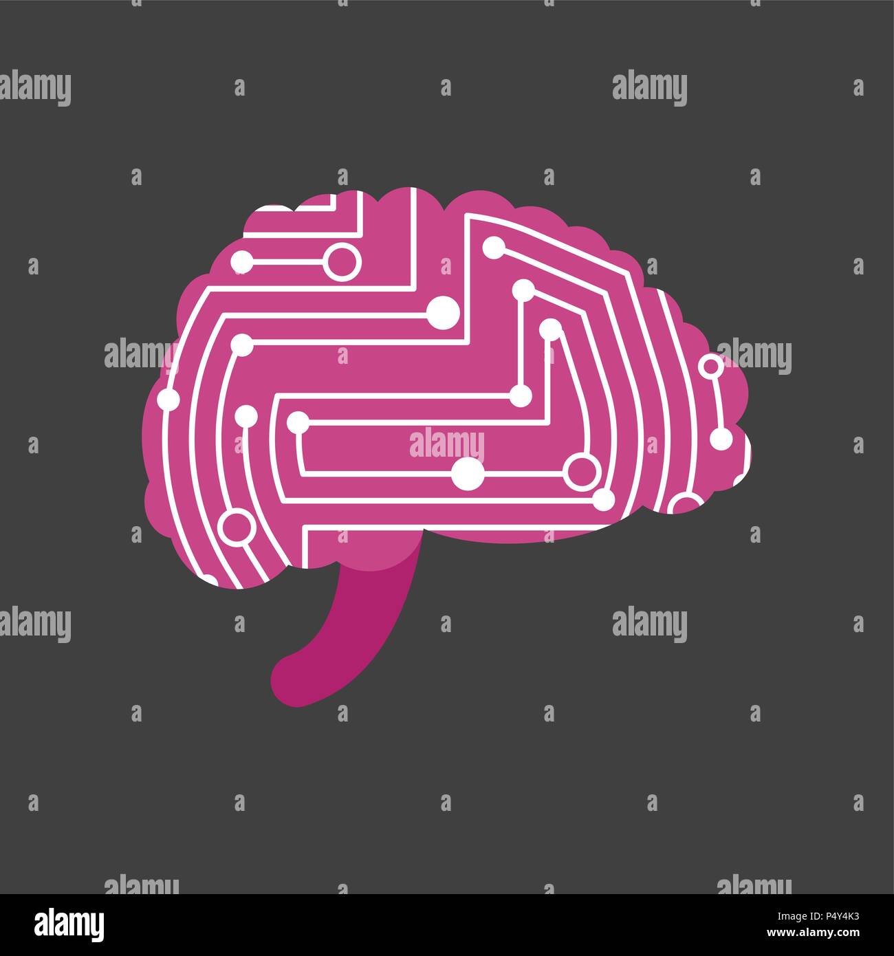 Digital brain printed circuit. Brains computer system. technology ...