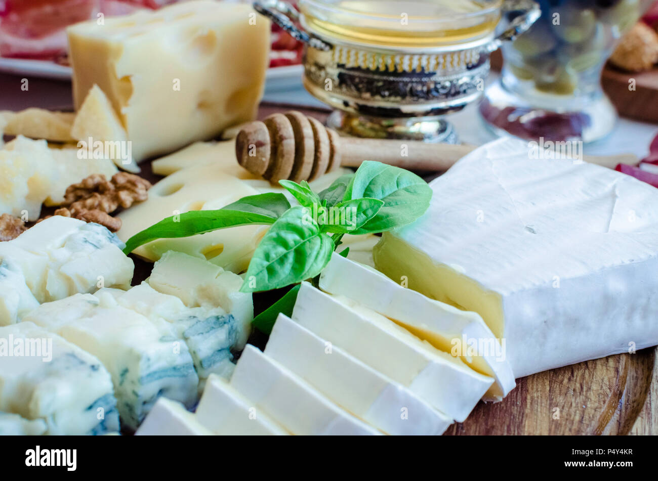 Cheese platter: Parmesan, cheddar, gouda, gorgonzola, brie and other ...