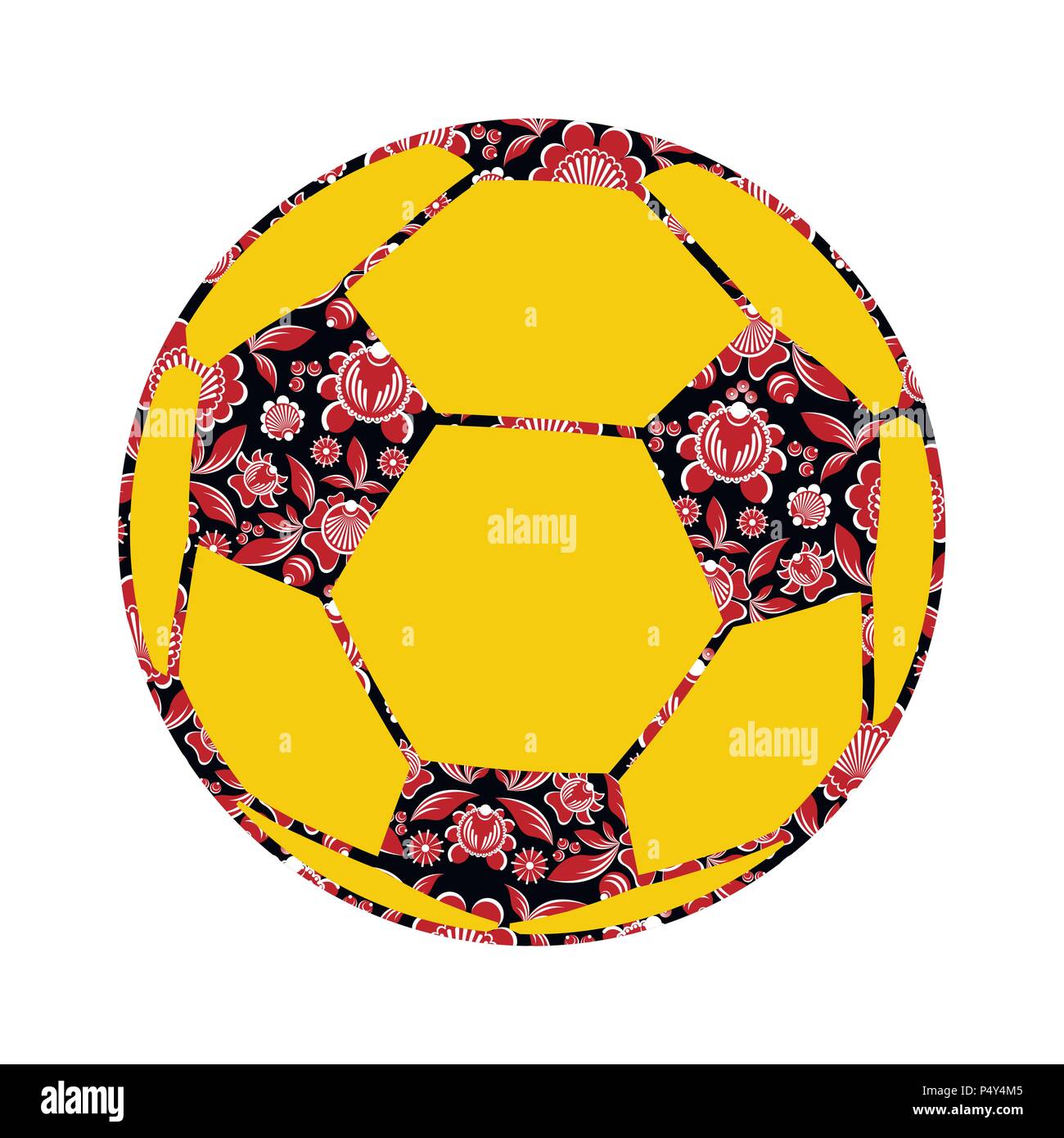 Soccer ball Russian folk. Football ball Khokhloma painting. Vector ...
