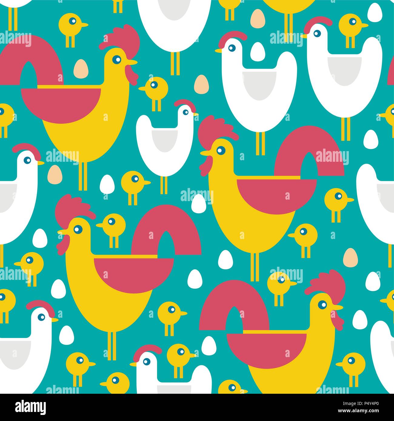 Chicken Farm pattern seamless. Chicken and rooster and chicken ...