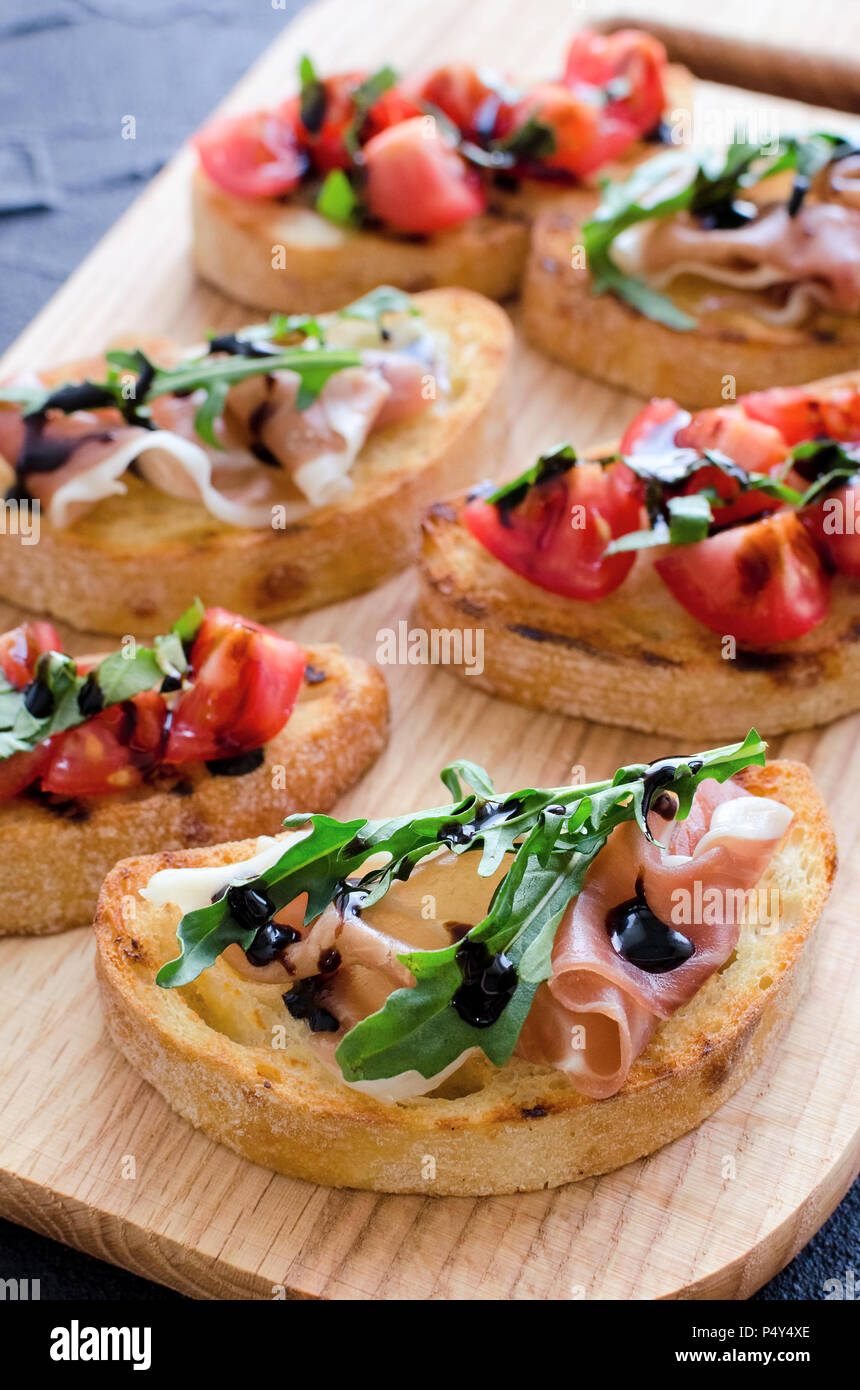 Brushetta or authentic traditional spanish tapas for lunch table ...