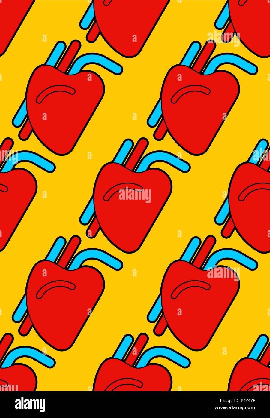 Heart human pattern seamless. Organ of man background. Vector ...