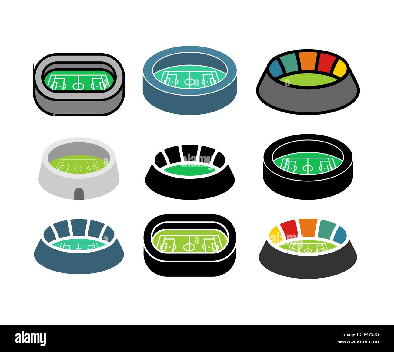 Stadium set. Football arena icon. Sports building symbol. Vector ...