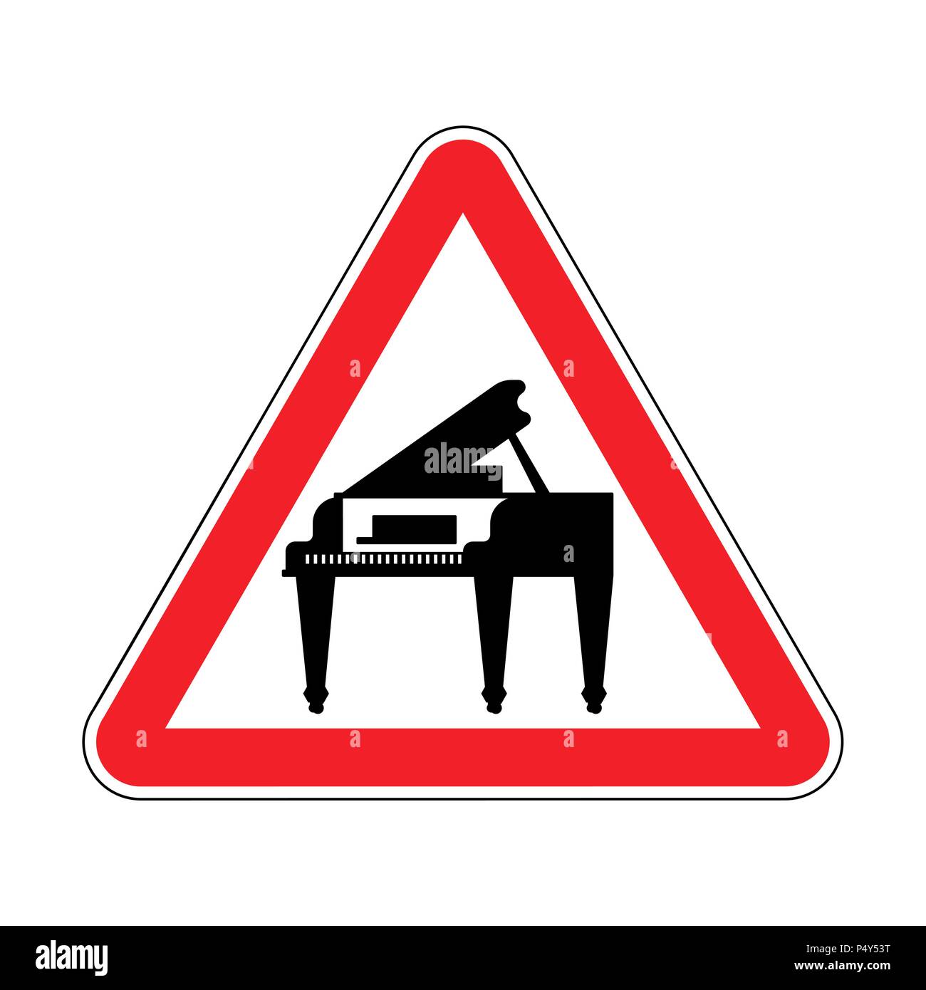Attention piano. Red prohibitory triangular road sign. Caution Music ...