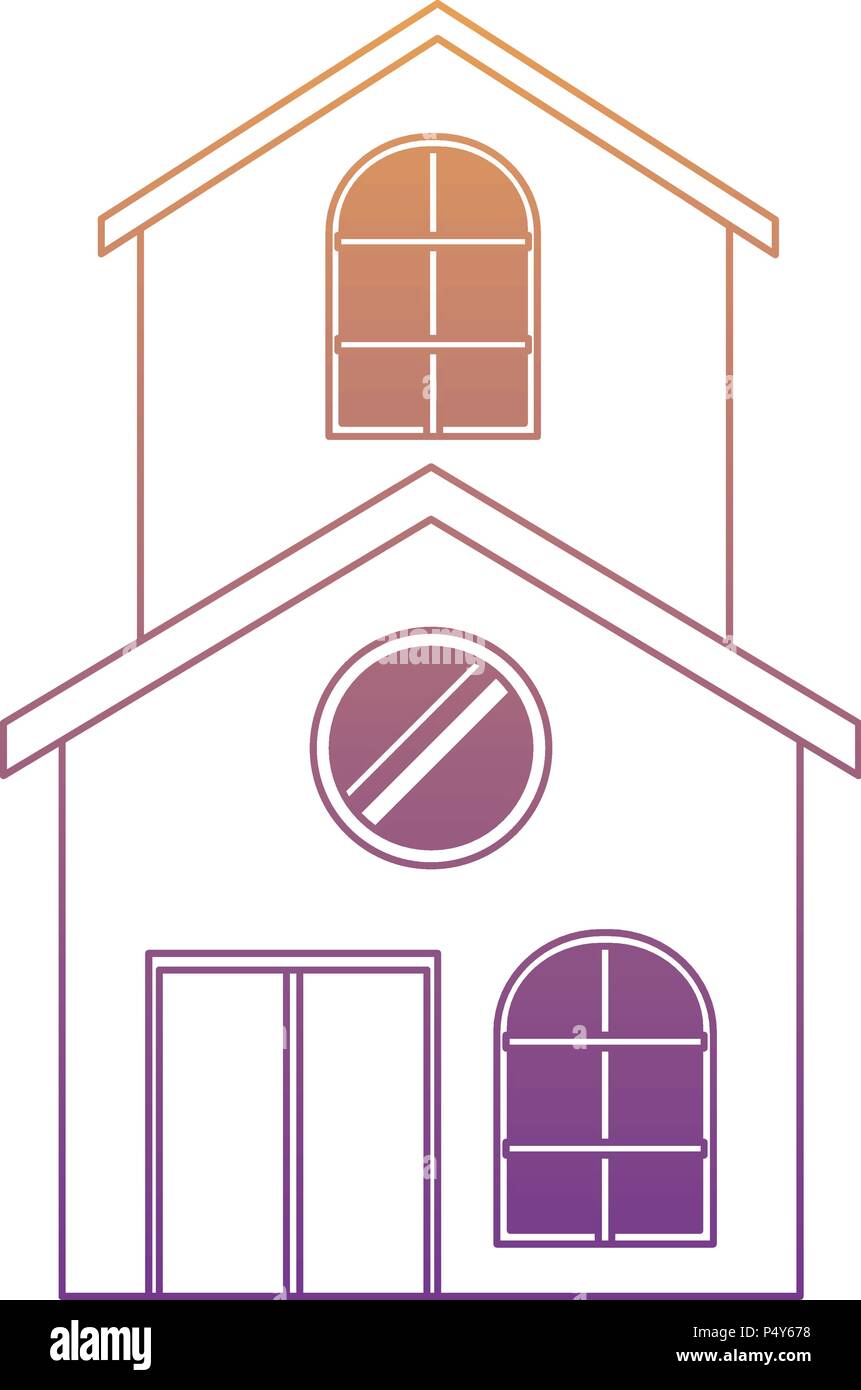 Two Floors House Icon over white background, colorful design. vector ...