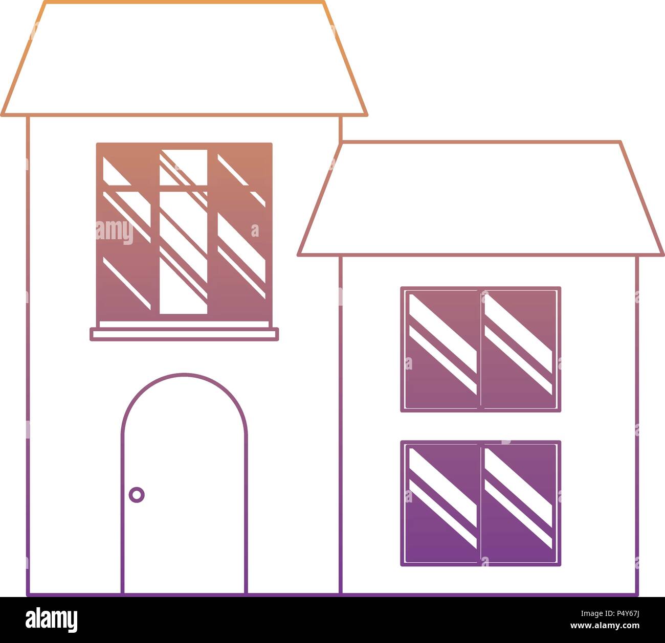 Two Floors House Icon over white background, colorful design. vector ...