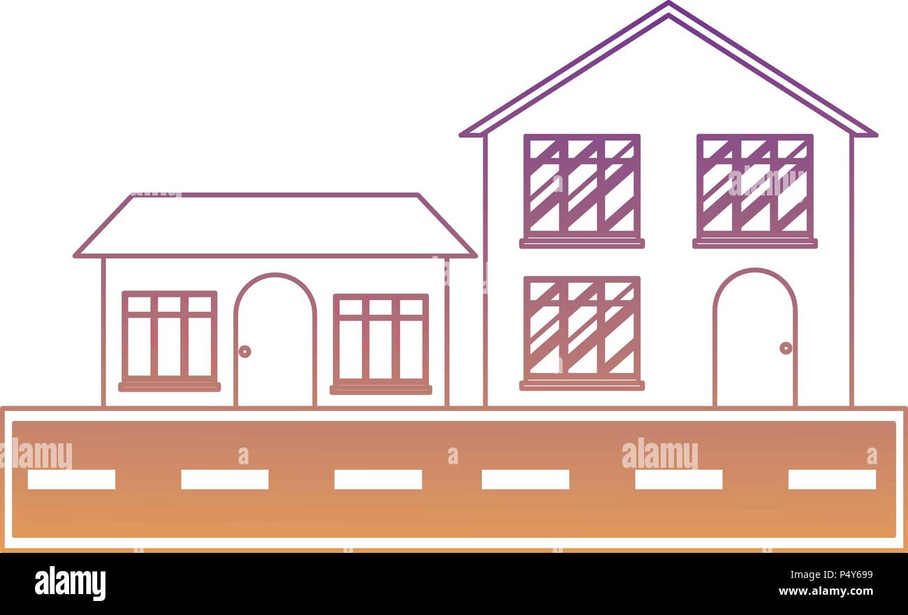 Street with houses over white background, colorful design. vector ...