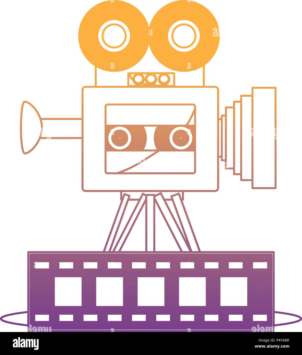 retro video camera icon over white background, vector illustration ...