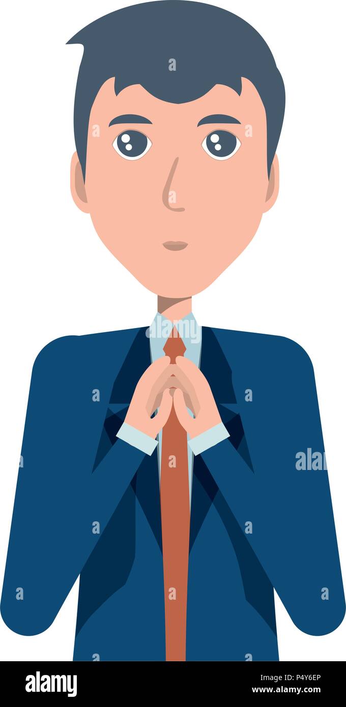 Cartoon businessman thinking over white background, colorful design ...