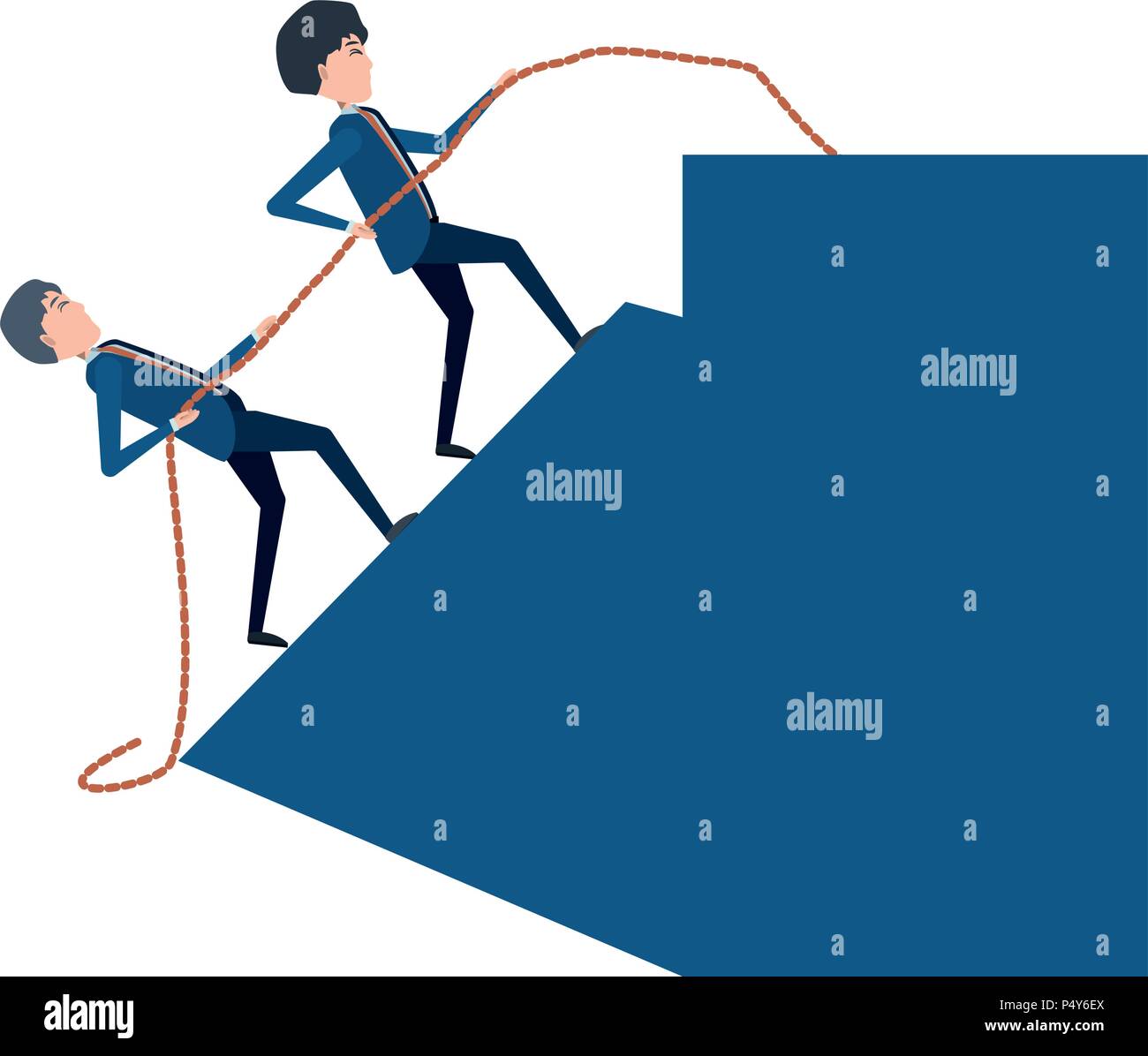 Cartoon businessmen climbing the top over white background, vector ...