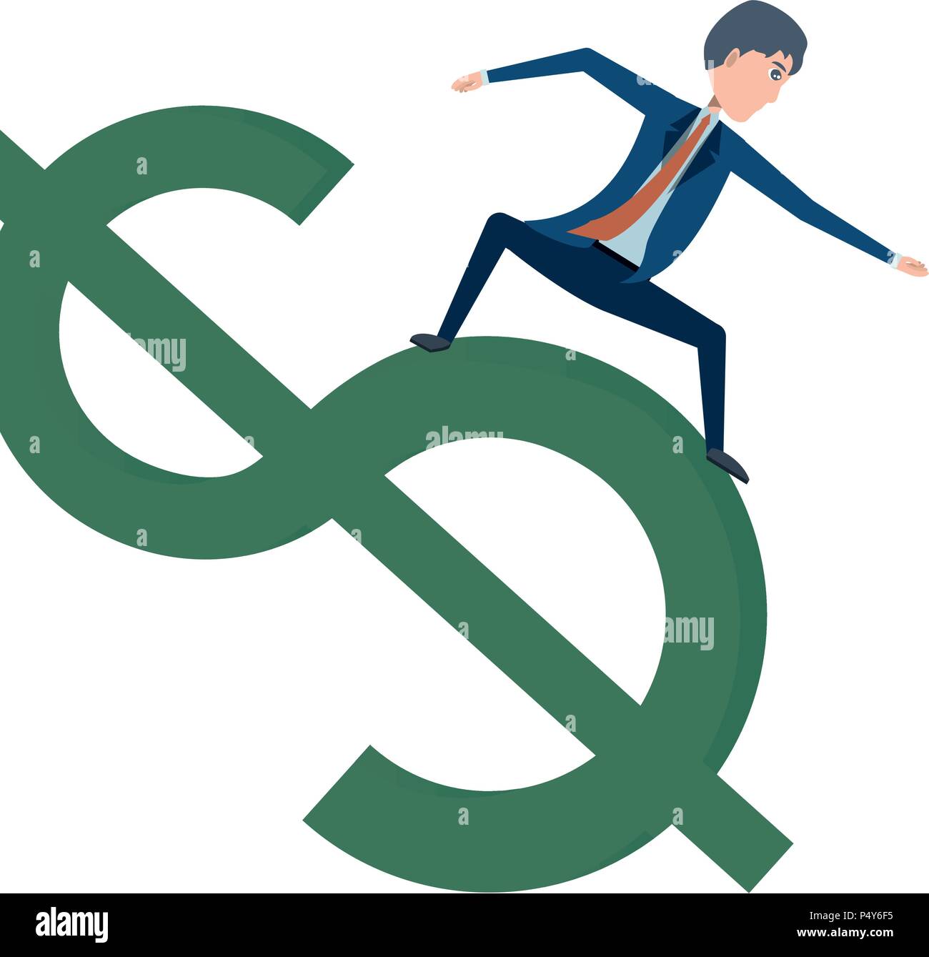 big money symbol with businessman over white background, vector ...