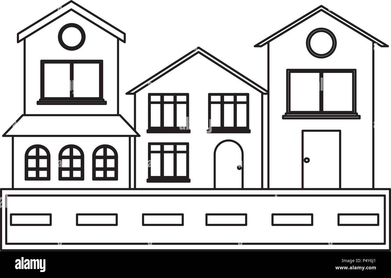 Street with houses over white background, vector illustration Stock ...