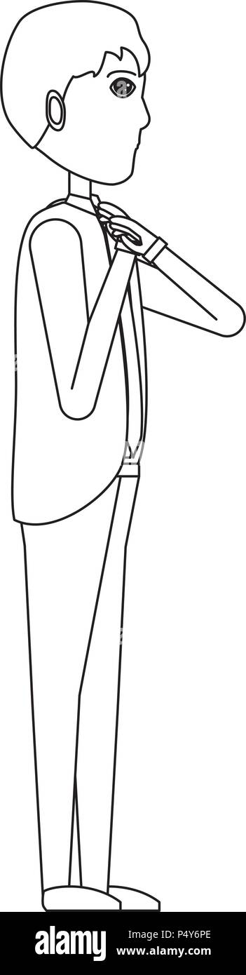 Cartoon businessman standing and thinking over white background, vector ...