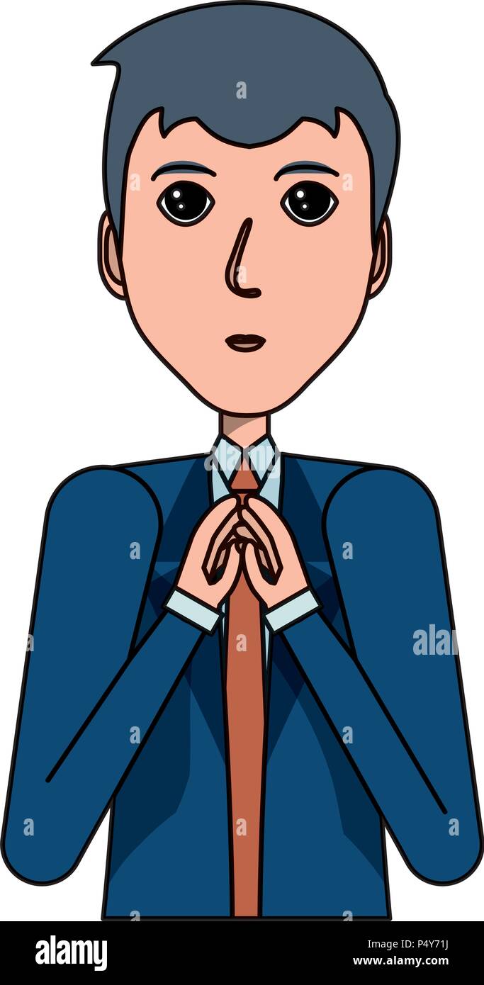 Cartoon businessman thinking over white background, colorful design ...