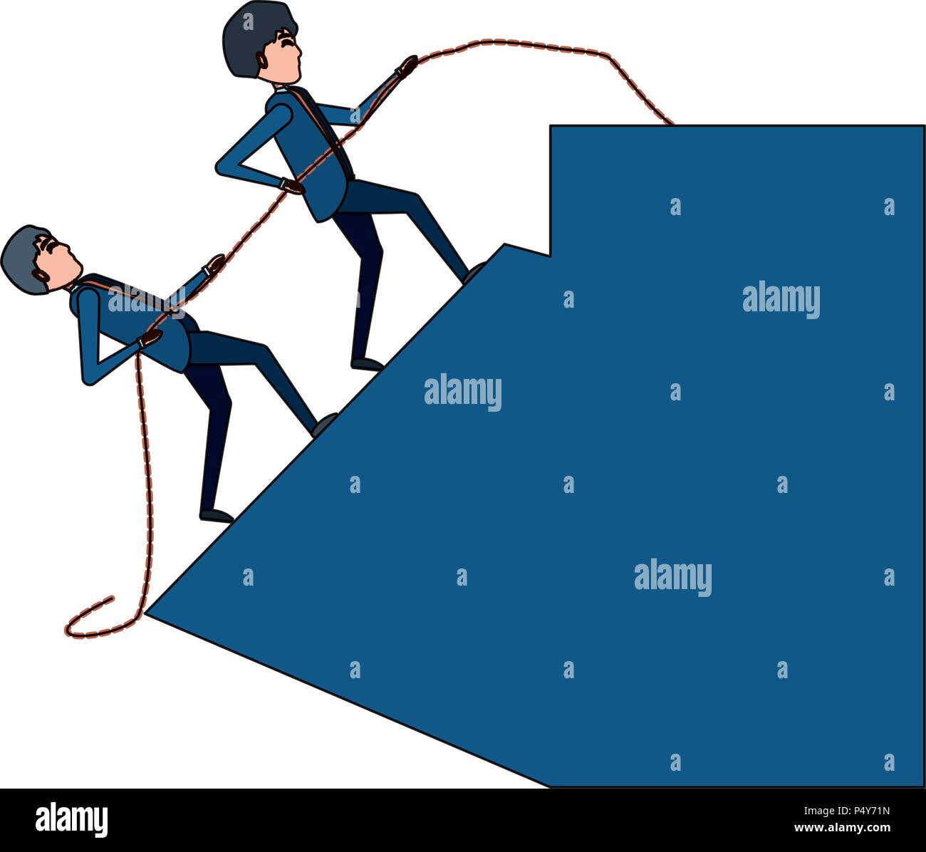 Cartoon businessmen climbing the top over white background, vector ...