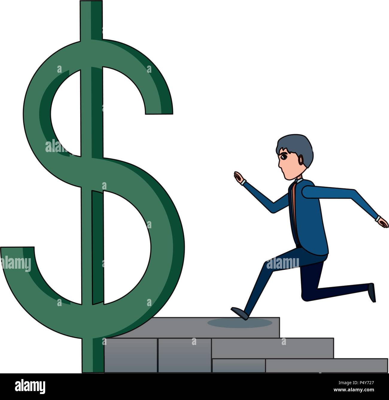 big money symbol and Cartoon businessman over white background, vector ...