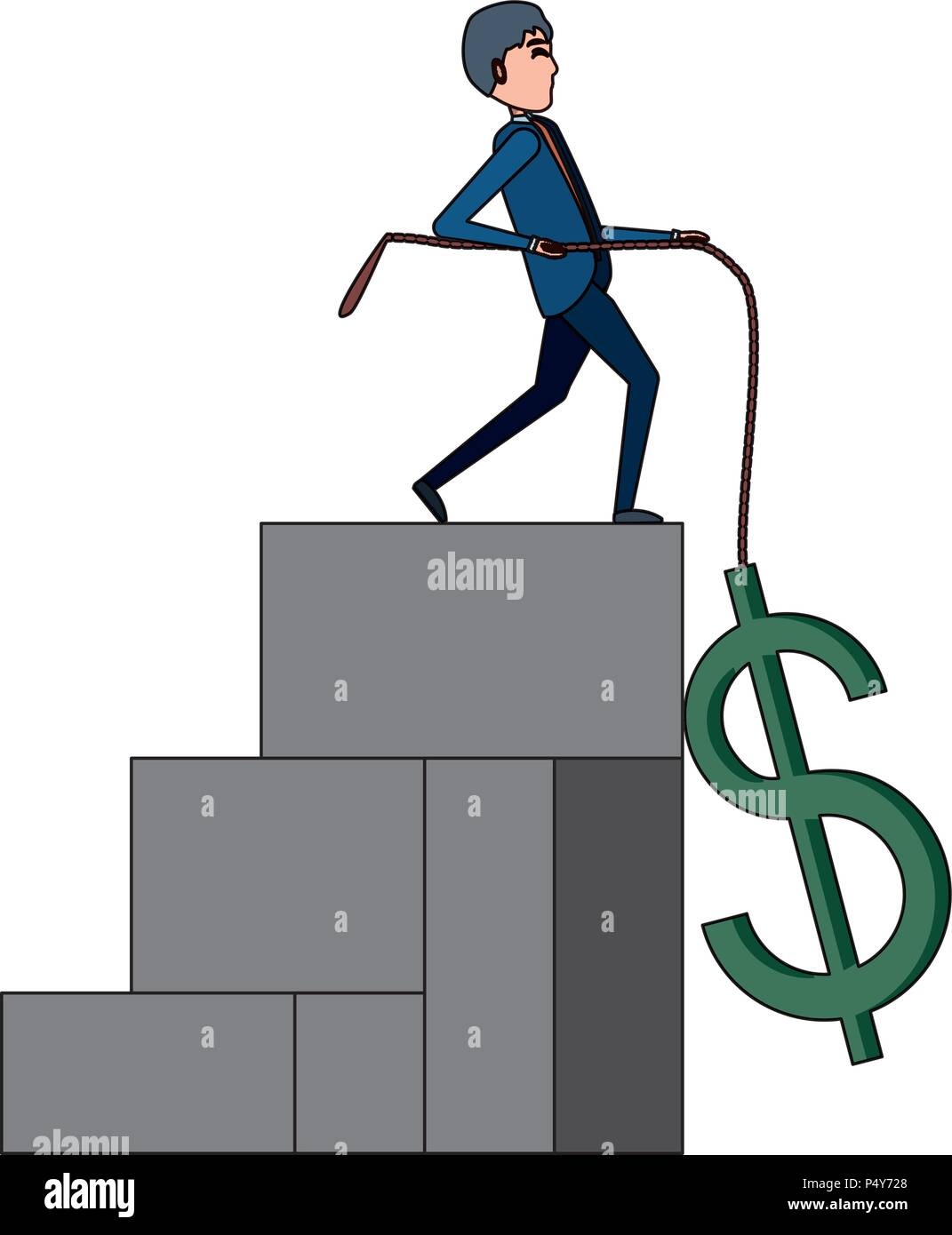 businessman pushing a money symbol over white background, vector ...