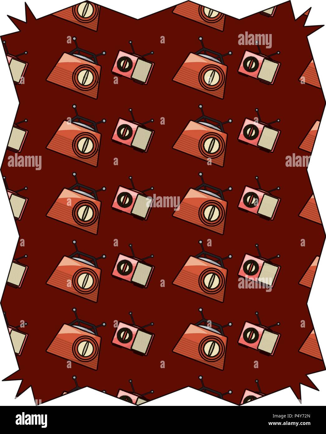 abstract frame with Retro radios pattern over white background, vector ...