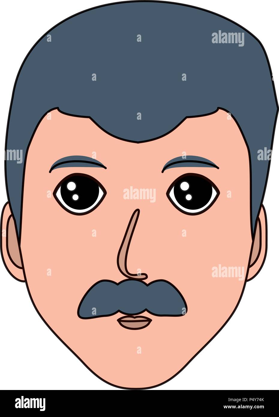 cartoon man with mustache over white background, vector illustration ...