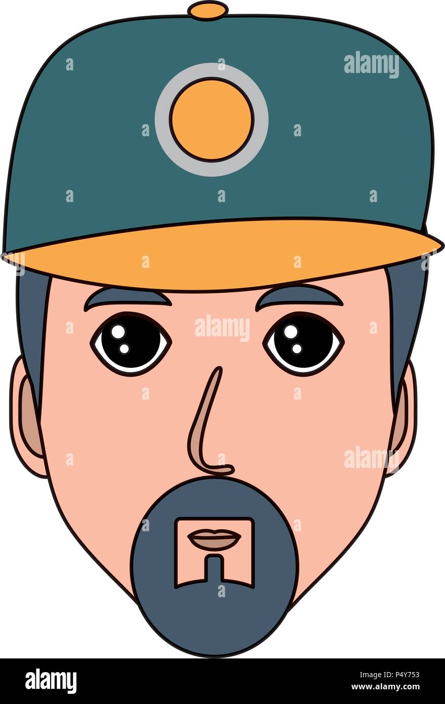 cartoon man with beard and wearing a cap icon over white background ...