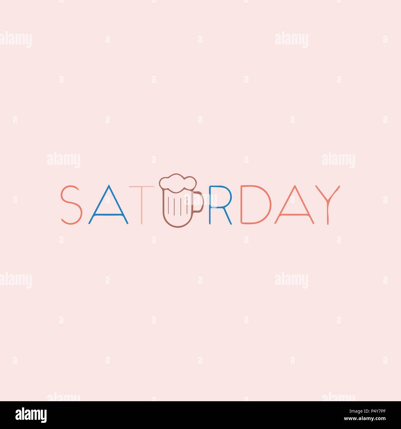 Saturday Beautiful lettering. Vector illustration of the text. Gentle ...