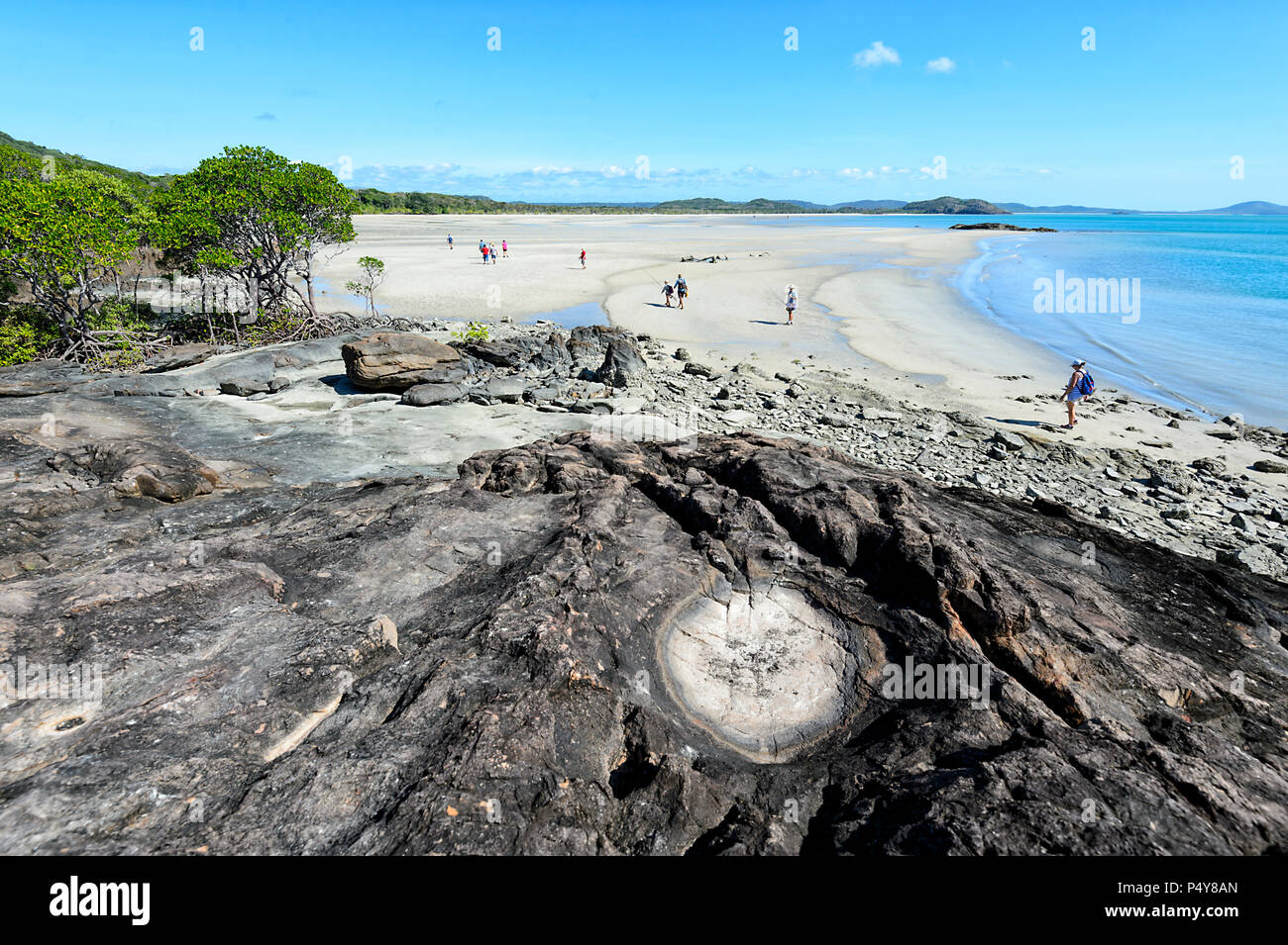 Tourists visiting Australia northernmost point, Tip of Cape York, Cape ...