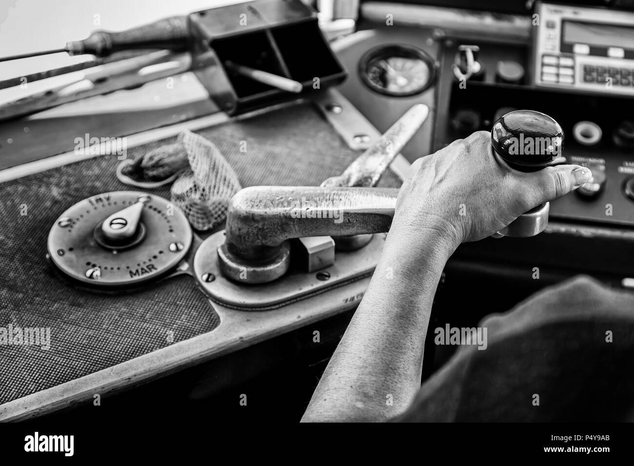 Inside a vintage tram Black and White Stock Photos & Images - Alamy