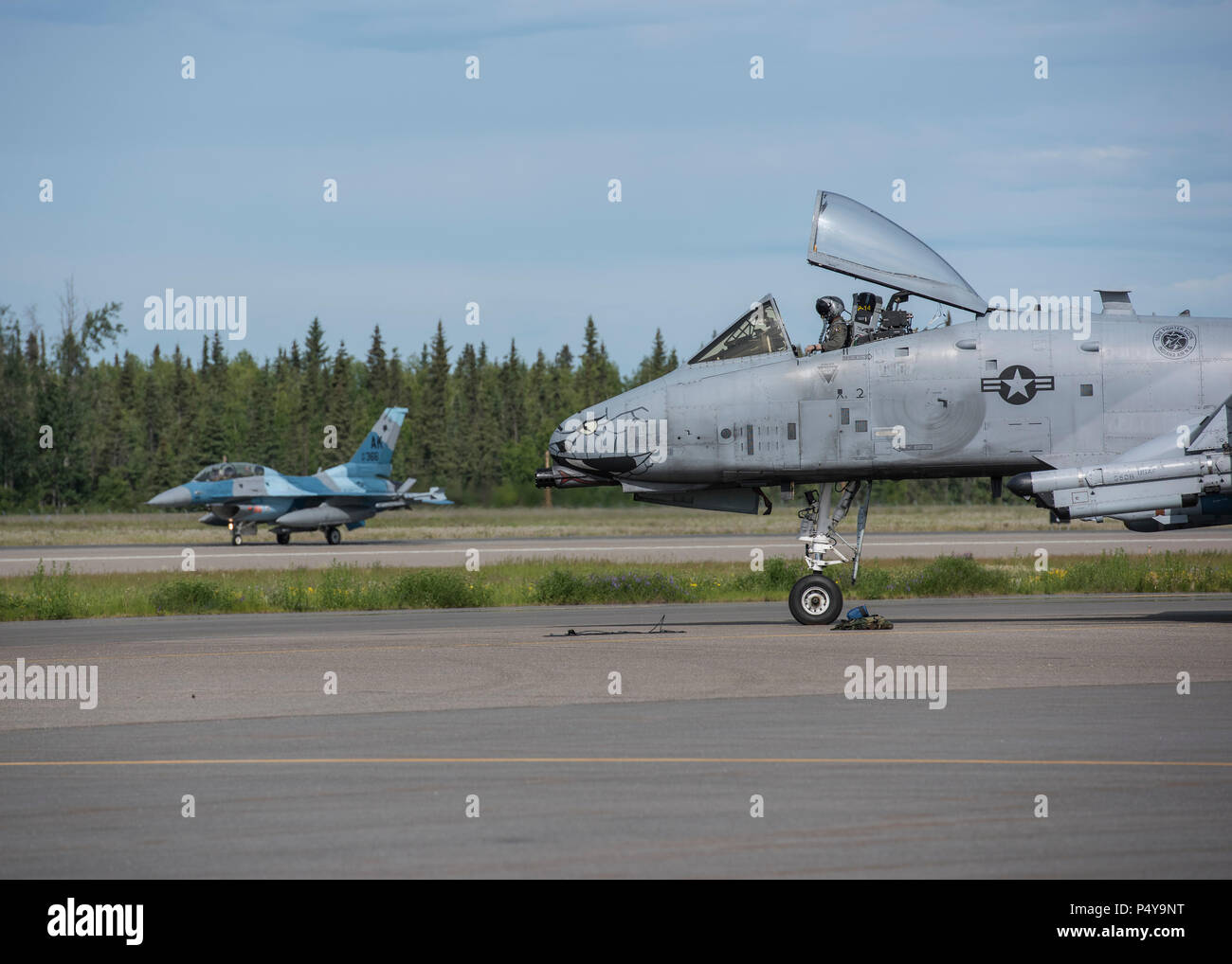 An F-16 Fighting Falcon assigned to the 18th Aggressor Squadron ...