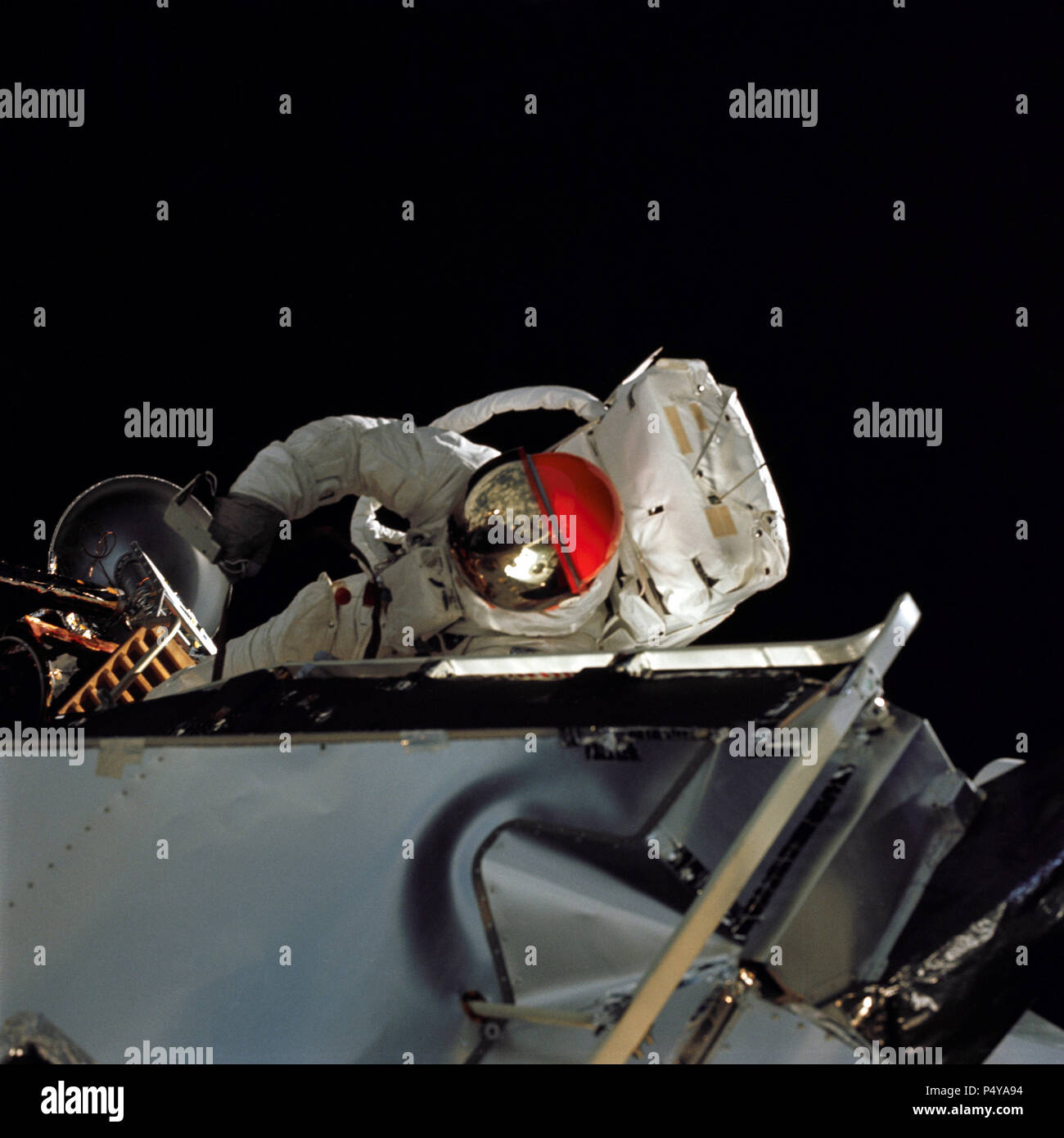 Astronaut Russell L. Schweickart, lunar module pilot, is photographed ...