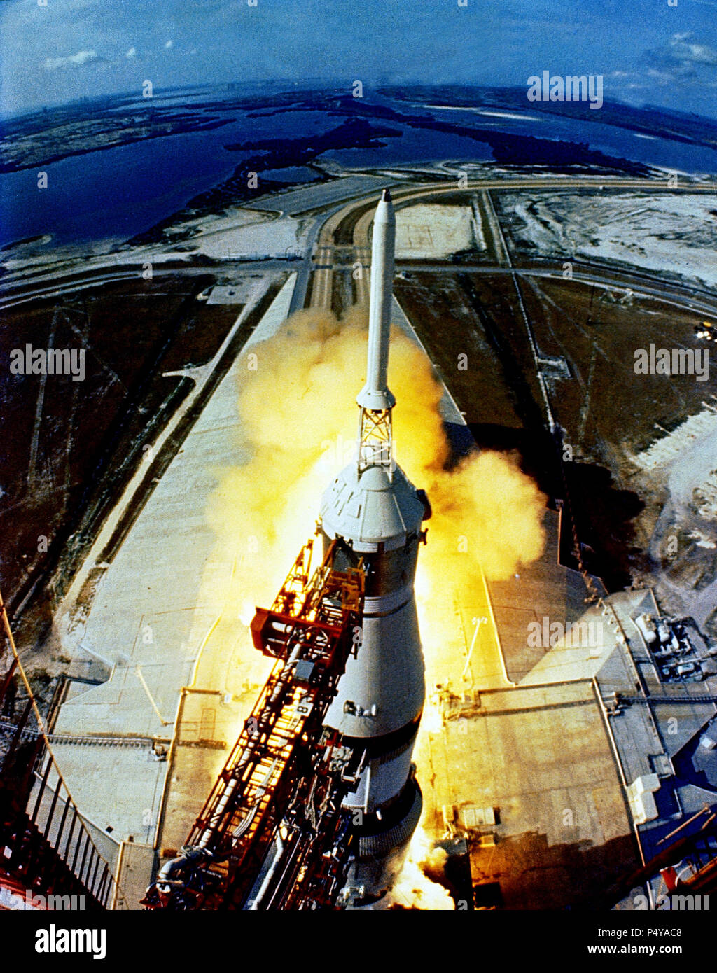 The huge, 363-feet tall Apollo 11 (Spacecraft 107Lunar Module 5Saturn 506) space vehicle is ...