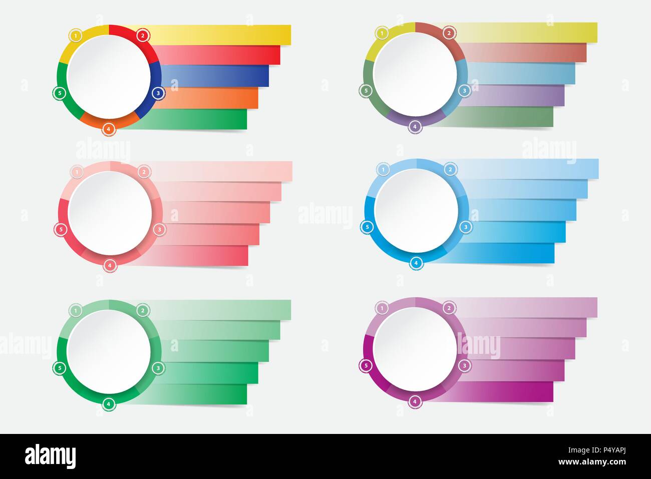 Set of colorful modern infographic labels as a a circle divided into ...