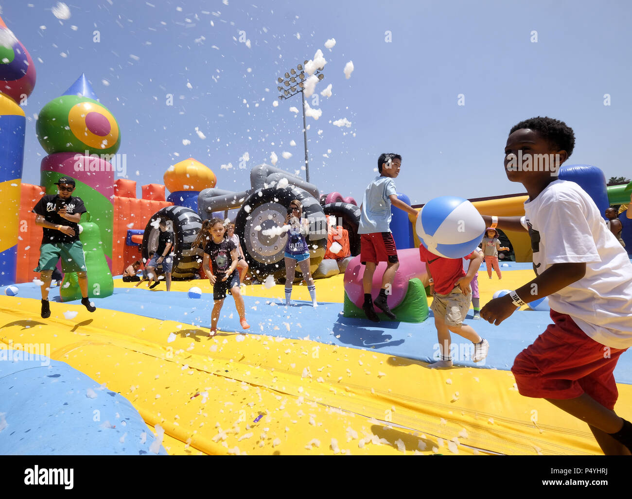 Los Angeles, California, USA. 23rd June, 2018. Parents and children ...