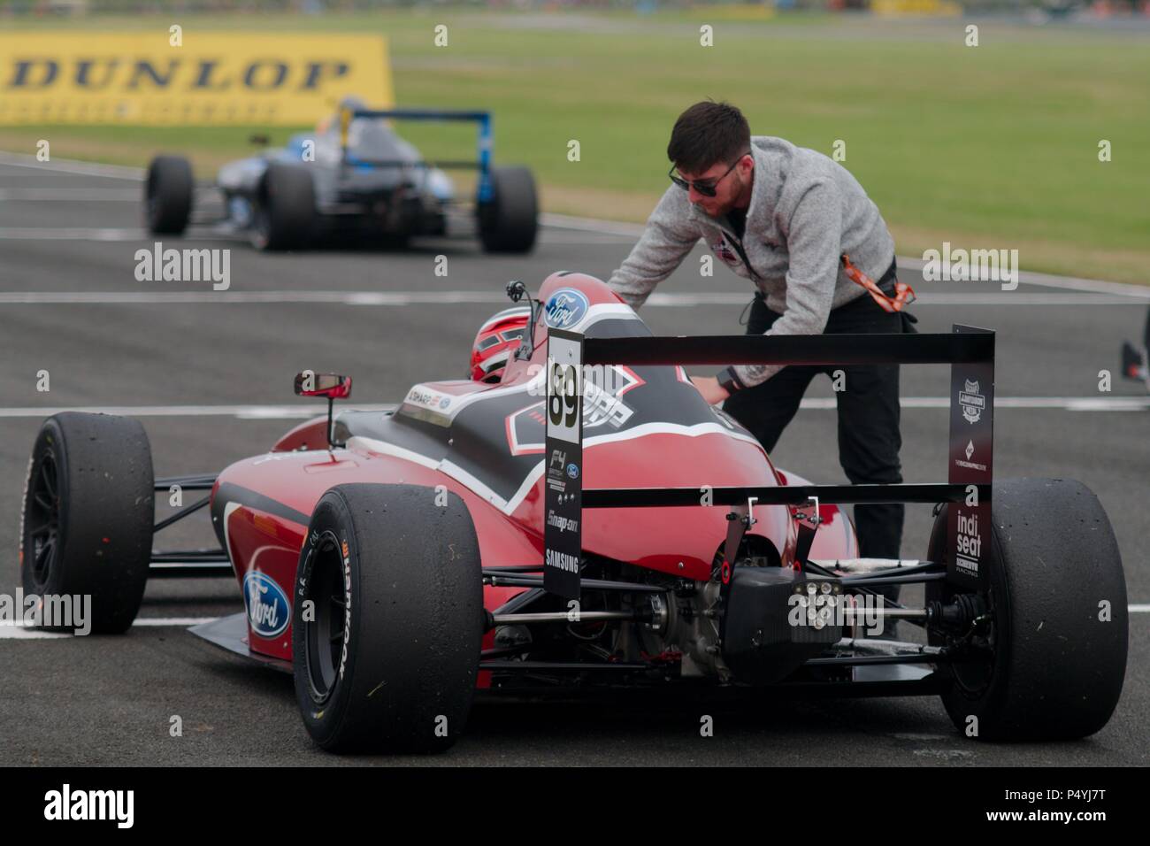 Dalton on Tees, UK, 23 June 2018. Last minute words for Jamie Sharp of ...