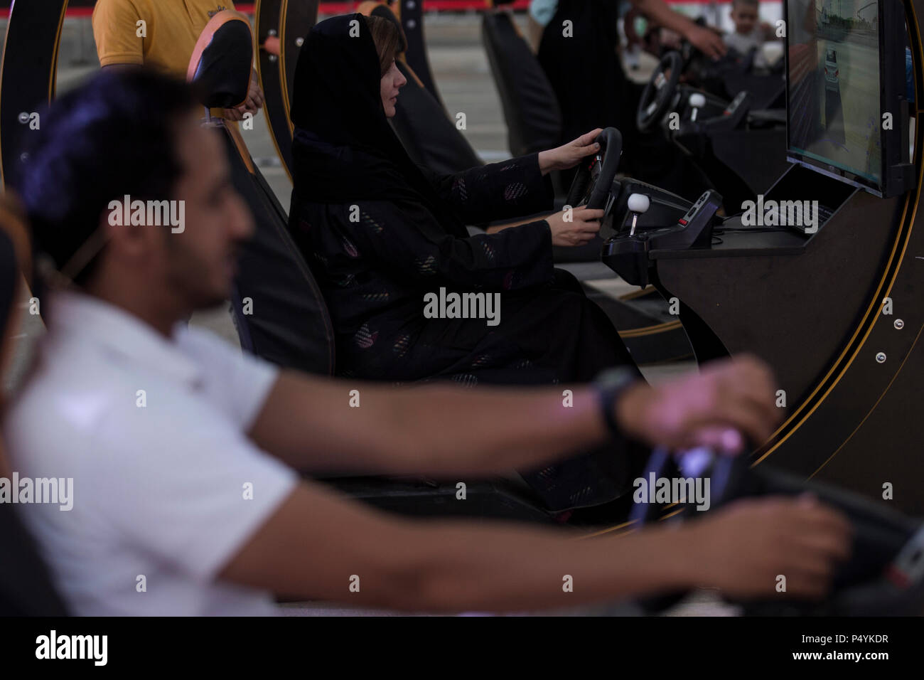 Riyadh, Saudi Arabia. 23rd June, 2018. A Saudi woman practices on a ...