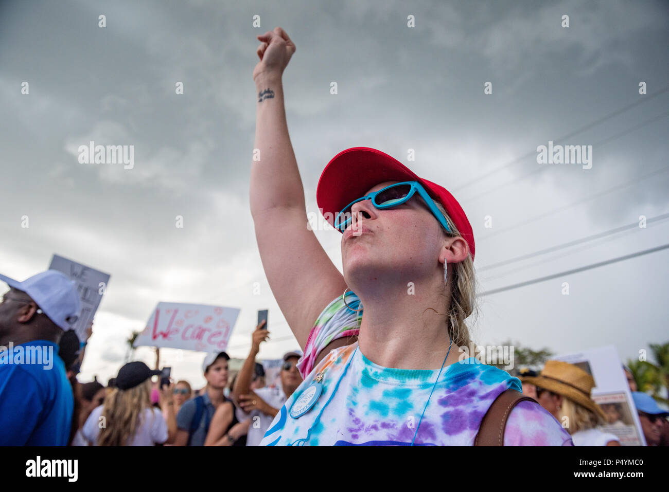 Miami, USA. 23rd June 2018. Marchers outside Homestead Temporary ...