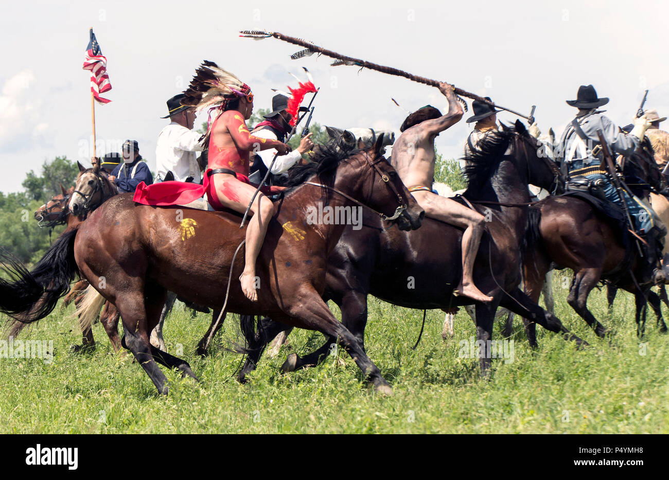 Crow Agency, Montana, USA. 23rd June, 2018. The annual reenactment of ...