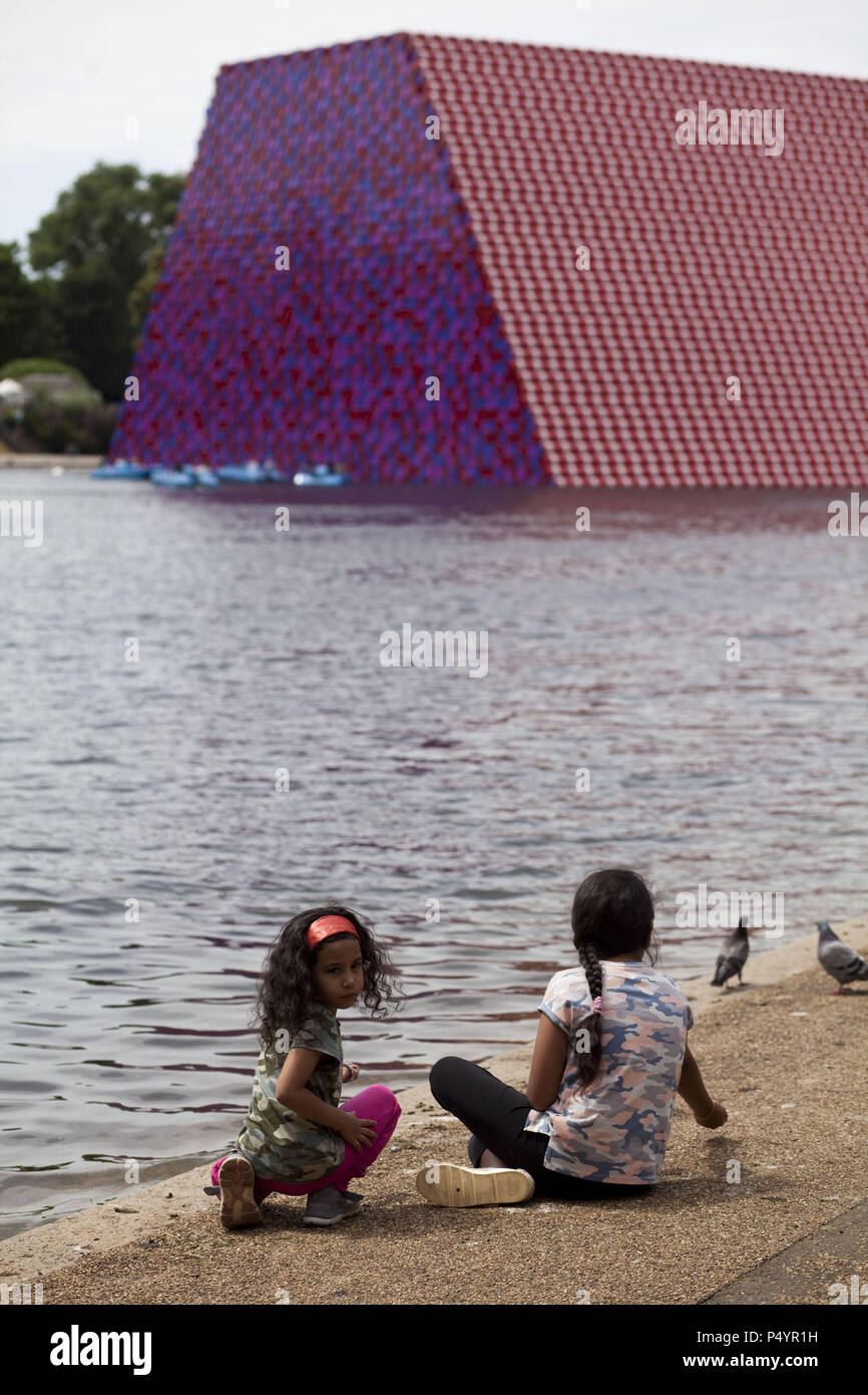 London, UK. 23 June 2018 The Mastaba, a temporary sculpture made of ...