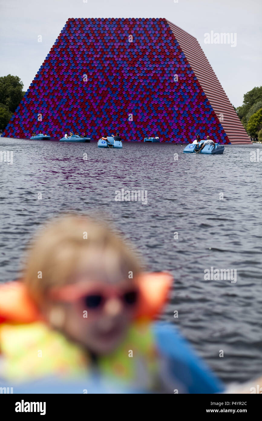 London, UK. 23 June 2018 The Mastaba, a temporary sculpture made of ...