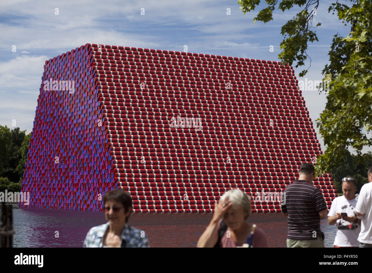 London, UK. 23 June 2018 The Mastaba, a temporary sculpture made of ...