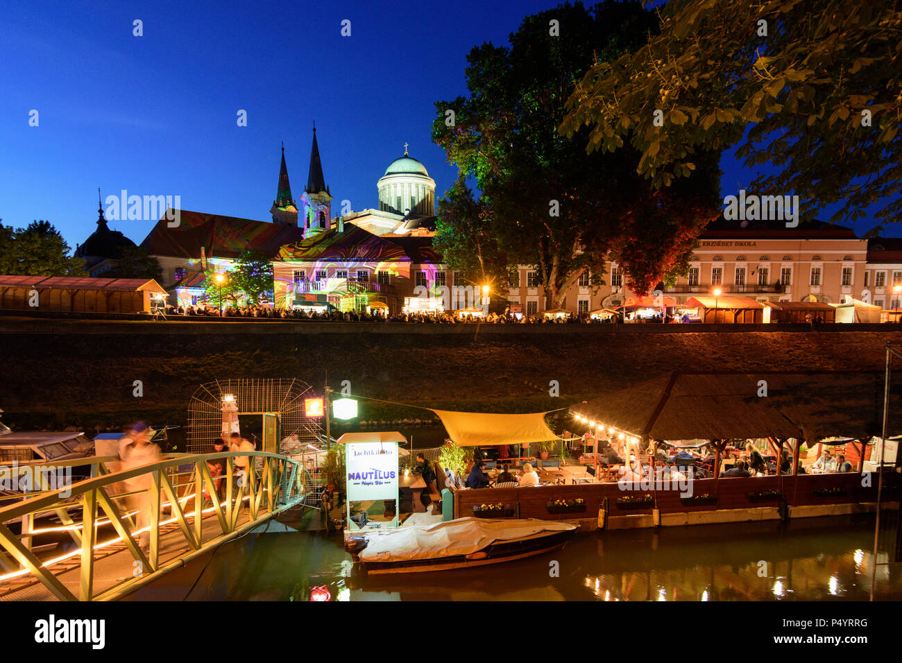 Esztergom (Gran): river Kis Duna (Small Danube), Castle Hill, Basilica ...