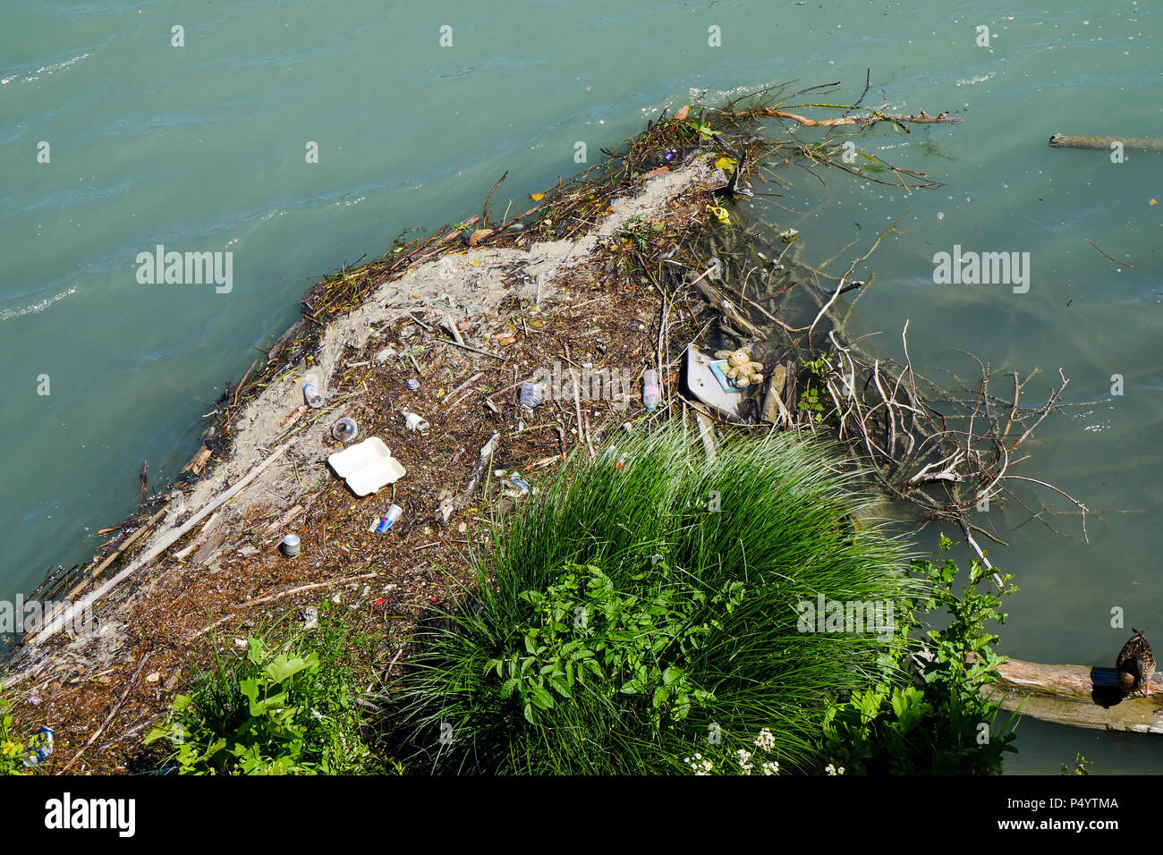 Pollution on Rhone river, Lyon, France Stock Photo - Alamy
