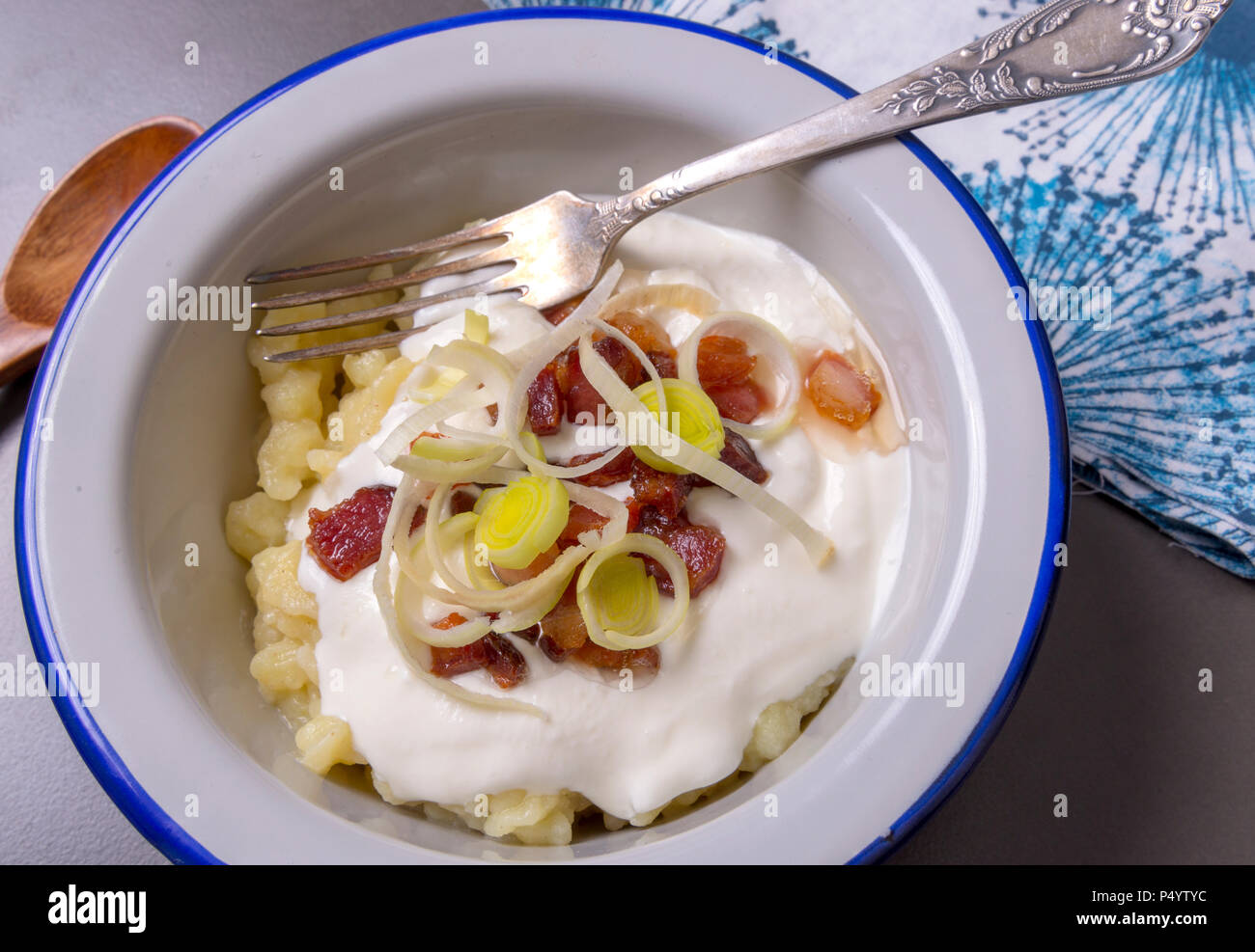 Bryndzove halusky. Traditional Slovak dish - potato dumplings with ...