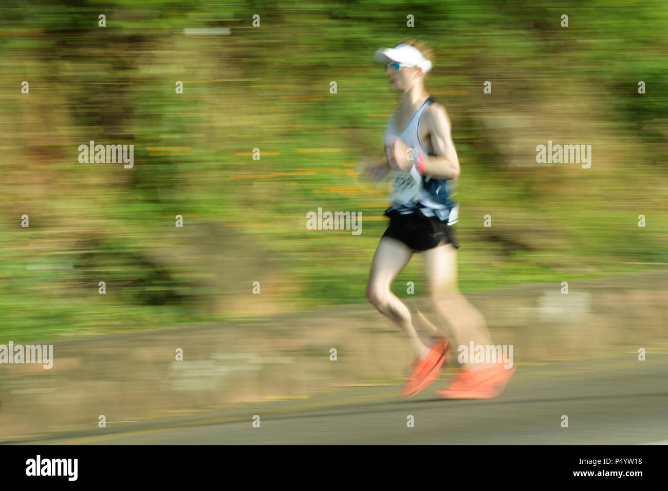 Durban, KwaZulu-Natal, South Africa, blur, single adult man, runner ...