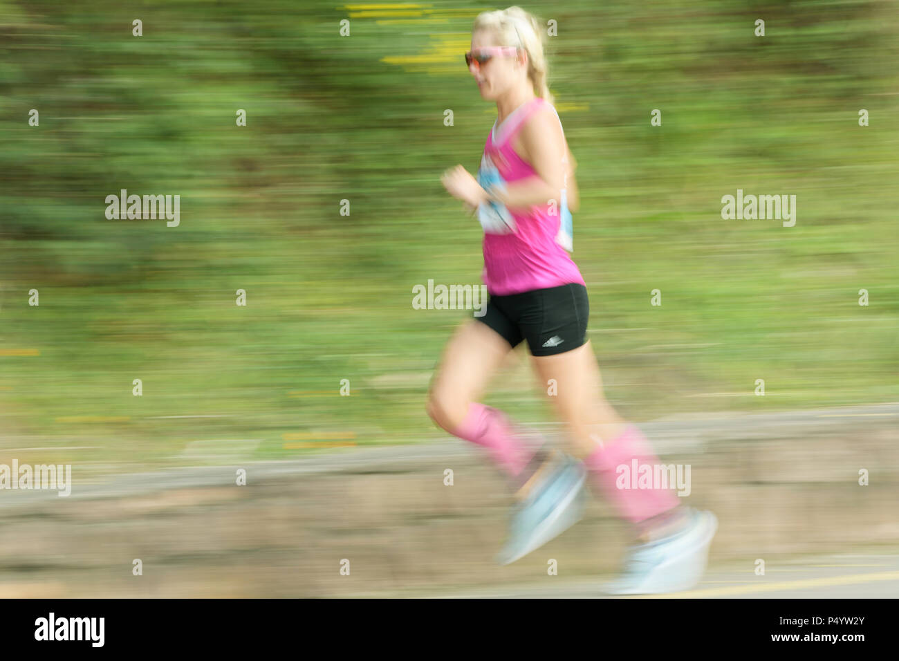 Durban, KwaZulu-Natal, South Africa, blond adult female competitor ...