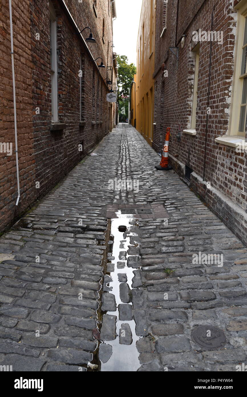 Narrow Cobblestone Ally "Minus" in Old Section of Charleston, SC Stock ...
